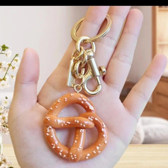 Accessories | 2 For 2 Gold And Brown Pretzel Keychain Bag Tag | Poshmark